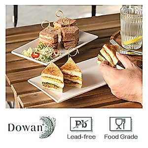 DOWAN 12" Rectangle Plates Set of 4 - White Serving Platters for Party, Wedding, and Entertaining - Rectangular Serving Trays Dishes for Steak, Taco, Sushi, Appetizer, Cake - Dishwasher & Oven Safe