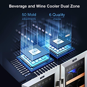COLZER 24 Inch Beverage Fridge and Wine Cooler Dual Zone, Wine Beverage Refrigerator 18 Bottles and 57 Cans (120L) for Beer Wine Soda Drink