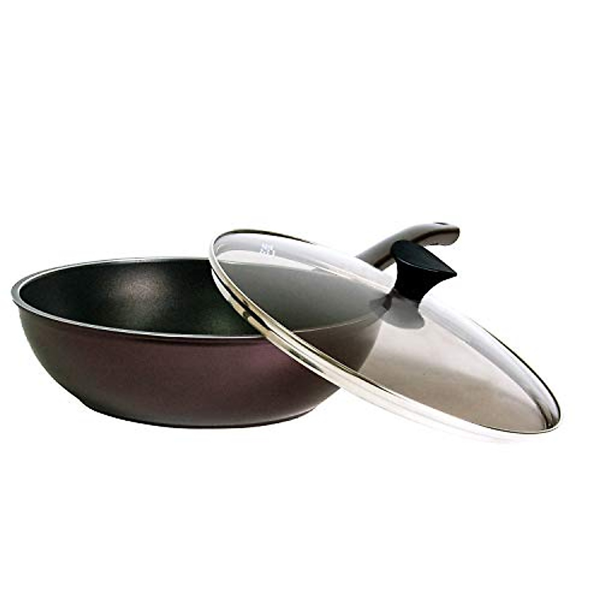TECHEF - Blooming Flower Collection, 12" Wok/Stir-Fry Pan with Glass Lid, Coated 6 times with New Teflon Platinum Non-Stick Coating (PFOA Free) / Induction Ready/Made in Korea (12-inch with Cover)