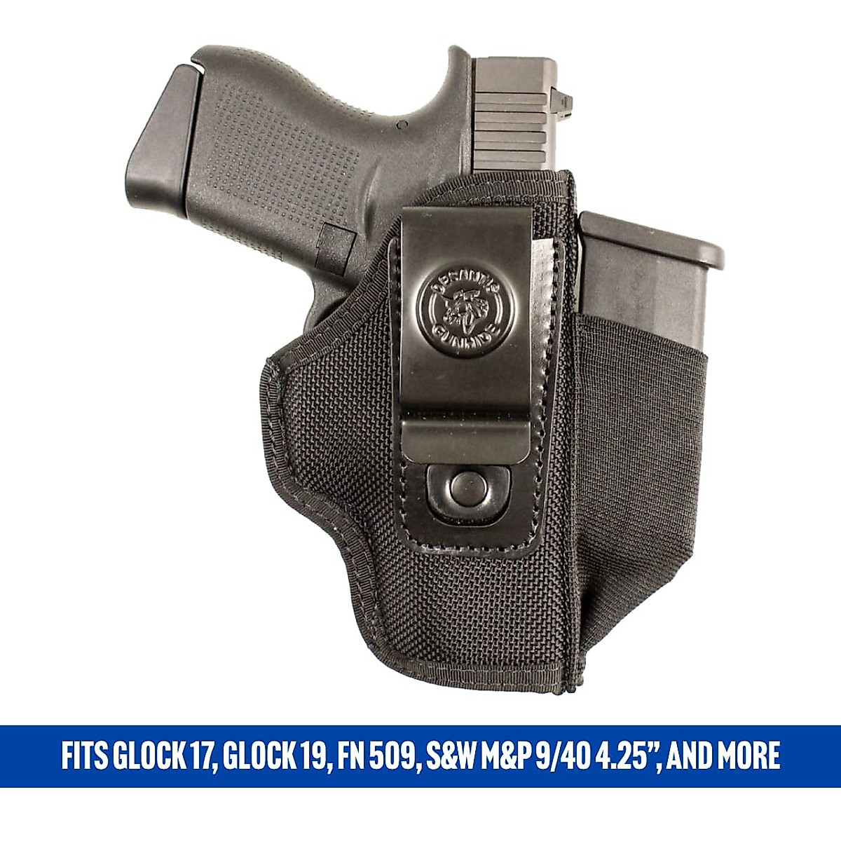 DeSantis Pro Stealth, Inside The Waistband Gun Holster, Padded Ballistic Nylon, Handcrafted Concealed Carry Holster, GLOCK 17, GLOCK 19, FN 509, S&W M&P 9/40 4.25”, and More, Ambidextrous, Black