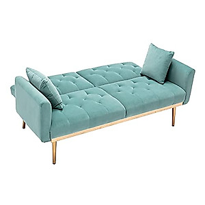 Lin-Utrend 63.7" Convertible Sofa Bed Loveseat, Tufted Loveseat Sofa, Adjustable Couch Bed Folding Loveseat Bed Daybed Guest Bed, 2 Couch Pillows, Small Love Seat Sofa for Living Room