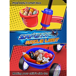 Tricycle for Toddlers 1-3 3-5 Year Olds, Spidern Toddler Bike Baby Balance Bike with Colorful Lighting Wheels & Large Basket, Birthday Gift and Toy for 1 2 3 4 5 Year Olds Boys and Girls