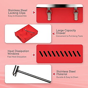 ROVSUN 21 Inch Cotton Candy Machine Cart, Electric Cotton Candy Maker Candy Floss Machine w/Cover, Stainless Steel Bowl, Sugar Scoop and Large Storage Drawer for Commercial Home Party Carnival, Red