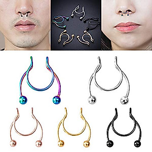 DANSOAN Fake Nose Ring for Women Teenager Stainless Steel Nose Cuffs Septum Nose Ring Piercings on Non-Pierced Nose Ring for Women Men