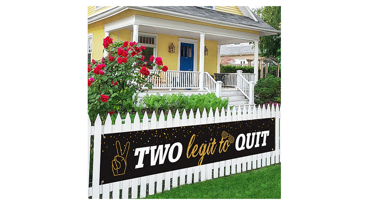 Large Two Legit To Quit Birthday Banner - 9.8x1.6 ft Backdrop