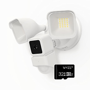 Wyze Cam Floodlight with 2600 Lumen LEDs, Wired 1080p HD IP65 Outdoor Smart Security Camera, Color Night Vision, 270-Degree Motion Detection, 90dB Siren, and Two-Way Audio with 32GB MicroSD Card