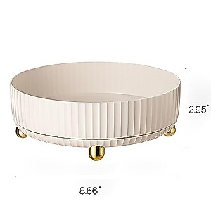 360° Rotating Storage Tray Bathroom Vanity Organizer Round Turntable Makeup Organizer, High Capacity Perfume Lazy Susan Desk Organizer for Dresser Countertop Cosmetic (Small, White)