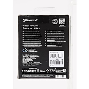 Transcend 4TB SJ25M3, USB 3.1 Portable Hard Drive Rugged, Anti-Shock Resistant, Compact and Lightweight with Lightning-Fast Speeds, One Touch Backup Button, Iron Grey - TS4TSJ25M3S