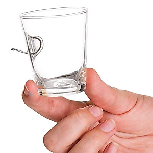 Stuck in Glass - Fish Hook - Whiskey Shot Glasses With Fish Hook Fishing Lovers Gifts for Men | Boyfriend Gift | Rocks Glasses | Original Handcrafted Embedded Barware (2 oz)