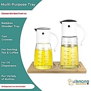 IBNBAQAR Wooden Tray | Oil Dispenser Tray 19.3 * 9.14 cm (1 Piece) |7.7X3.7 Wooden Serving Tray | Mini Bamboo Tray | Wooden Tray for Cooking Oil Bottles | Soap Dispenser Tray