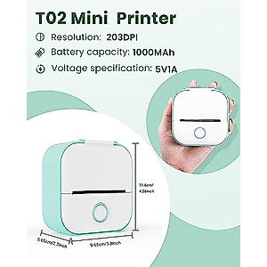LabelCreate T02 Mini Sticker Thermal Printer, Portable Pocket Sticker Maker Machine, Mobile Phone Picture Printer Compatible with iOS & Android, for Pet Stickers, Kids Birthday, Children, Green