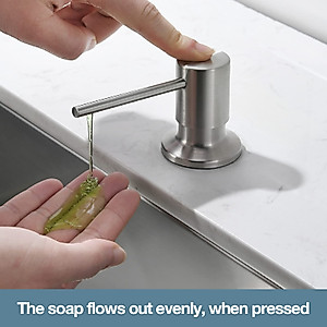 Soap Dispenser for Kitchen Sink, OUEN Brushed Nickel Built in Pump Soap Dispensers, Stainless Steel Sink Soap Dispenser or Lotion Dispenser Pump with Above the Sink Refillable 17OZ Large Liquid Bottle