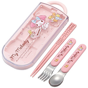 My Melody Utensil Set - Includes Reusable Fork, Spoon, Chopsticks and Carrying Case - Authentic Japanese Design - Durable, Dishwasher Safe- Music