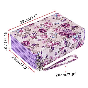 BTSKY Colored Pencil Case- 200 Slots Pencil Holder Pen Bag Large Capacity Pencil Organizer with Handle Strap Handy Colored Pencil Box with Printing Pattern Rose
