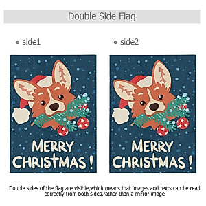ALAZA Merry Christmas Cute Corgi Dog Burlap Garden Flag Home Banners, Double Sided Welcome Farmhouse Outdoor Yard Decorative Flag 12 x 18 inch