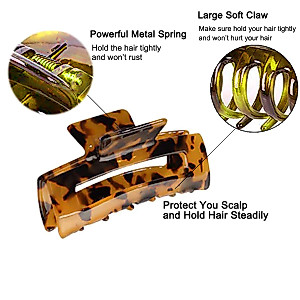 Aaiffey 4PCS Hair Claw Clips, Non-Slip Tortoise Hair Jaw Clips, Leopard Stylish Hair Clamps,Strong Hold for Thick Thin Curly Hair Styling Accessories for Women Girls