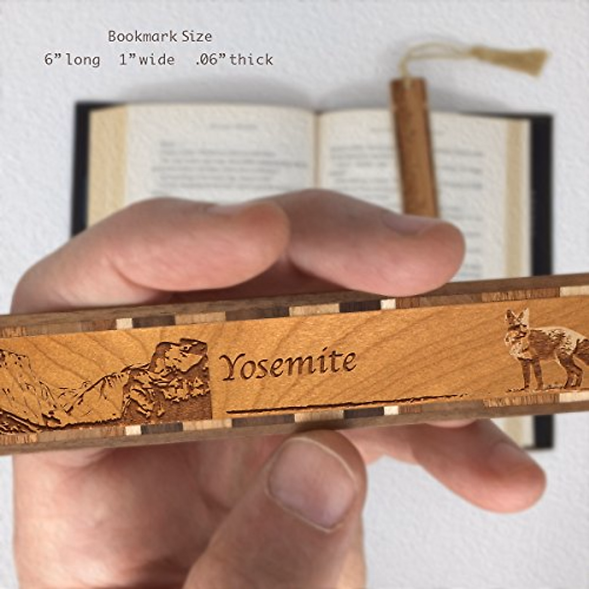 Yosemite National Park, California - Engraved Wooden Bookmark with Suede Tassel - Made in USA - Also Available Personalized