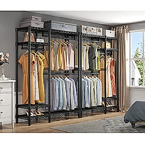 VIPEK V2 Garment Rack Metal Clothing Rack for Hanging Clothes, 4 Tiers Wire Shelving Clothes Rack with 3 Hanging Rods, Free Standing Closet Wardrobe, 45" Lx16.5 Wx76.4 H, Max Load 600LBS, Black