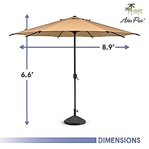 Abba Patio 11ft Patio Umbrella Market Outdoor Table Umbrella with Push Button Tilt and Crank, 8 Ribs, UV Protection, Tan