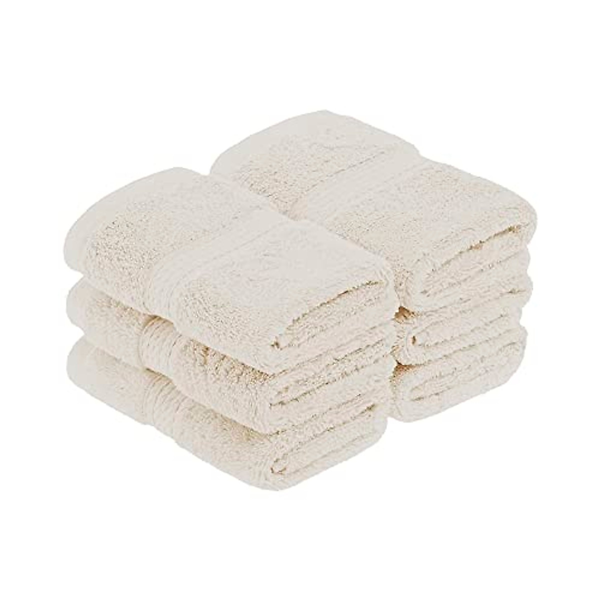 SUPERIOR Solid Egyptian Cotton Face Towel Set, 13" x 13", Cream, 6-Pieces