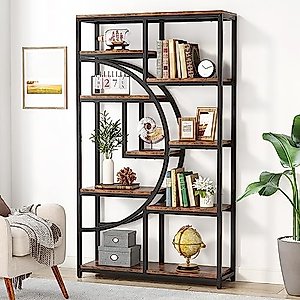 Tribesigns Bookshelf Industrial 5 Tier Etagere Bookcase, Freestanding Tall Bookshelves Display Shelf Storage Organizer with 9-Open Storage Shelf for Living Room, Bedroom