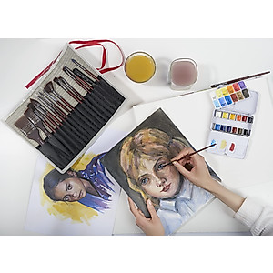 Professional Synthetic Brush Set for Acrylics - 17-Piece Artist Water Media Paint Brushes for Acrylics, Watercolor, Gouache. Beginner-Friendly with Great Flow Control and Snap - Verbena Set by ZenART