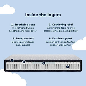 Serta Classic Clarks Hill 2.0, Firm 12.5" Queen Mattress, Zoned Support, Cooling, Breathable and Pressure Relieving - 100 Night Trial, CertiPUR-US Certified