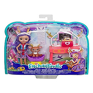 Mattel Enchantimals Caring Vet Playset with Danessa Deer Doll and Sprint Animal Figure, 6-inch Small Doll, with Check-up Table, Basket, and Smaller Doctor Accessories, Gift for 3 to 8 Year Olds