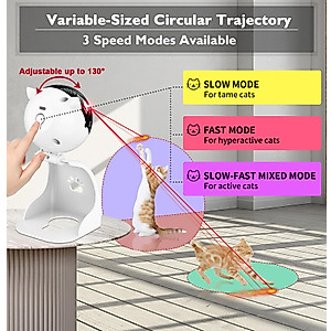 Goopow Interactive Laser Pointer Cat Toys for Indoor Cats,Cat Laser Toy Automatic for Bored Indoor Adult Cats/Kittens/Dogs,USB Rechargeable,3 Speed Modes(Gray)