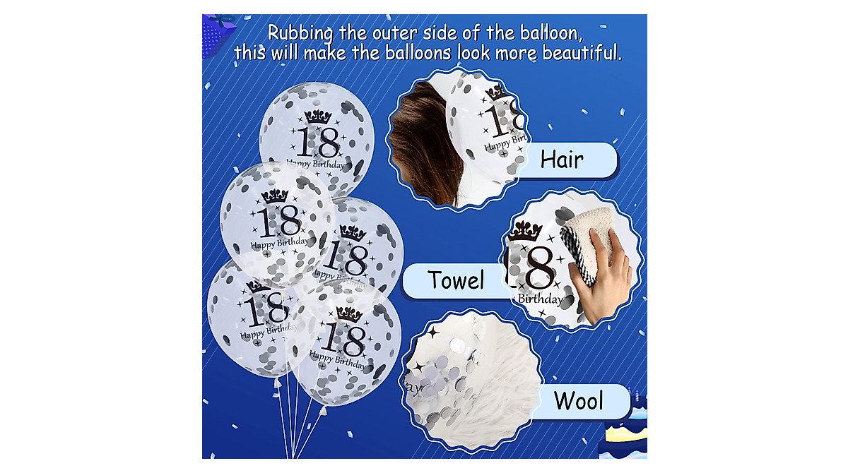 18th Birthday Balloons Navy Blue Silver Latex - Perfect Party Decor