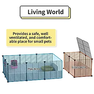 Oneluck Large Guinea Pig Cages 10.54 Square feet Habitats for 2 Pets,Indoor DIY Accessories,with Waterproof Plastic Bottom,Playpen for Small Pet Bunny, Turtle, Hamster,Hedgehog