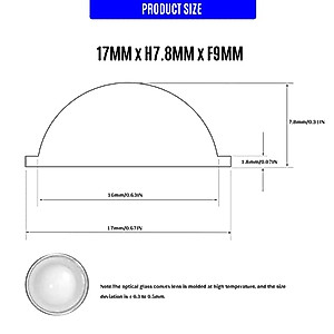 5PCS X 17MM Glass Lens Thickness 7.8MM Flat Convex Lens 17MM x H7.8MM x F9MM Optical Glass Convex Lens 17mm Lens for LED JIATONG