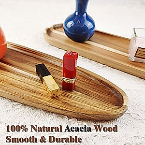 Wooden Long Bathroom Tray, Vanity Tray Toilet Tank Storage Tray, Acacia Kitchen Sink Trays, Vanity Countertop Organizer for Candles Soap Perfume Holder Dresser Jewelry Dish Cake Pastry Snack