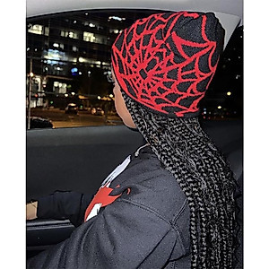 Pooyikoi Knitting Hat Men Women Quality Cap Warm Cap Harajuku Beanie Gothic Spider Pattern Wool Acrylic Y2k Knitted Hat