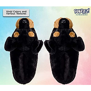 Funziez! Rottweiler Dog Slippers - Animal Slippers Novelty Costume (Black/Tan, Medium)