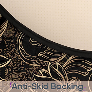 Luxurious Lotus Flower Round Rug 5.2Ft Black Non Slip Round Area Rug for Bedroom Living Room, Soft Throw Rugs Play Rug Circular Area Rugs Circle Playhouse Carpet