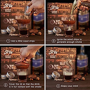 Cocktail Smoker Kit Whiskey Smoker Kit with Torch and Wood Chips-Old Fashioned Chimney Drink Smoker for Cocktails, Whiskey & Bourbon, Ideal Gifts for Men, Boyfriend, Husband, Dad (No Butane)