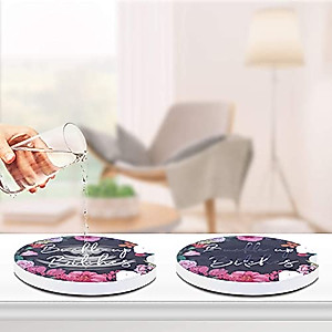 2PCS Car Coasters for Cup Holders - Perfect Absorbent Car Coasters Car Accessories 2.56" Ceramic Coasters with Cork Back and Finger Slot,Car Cup Holders Coasters to Keep it Clean and Dry