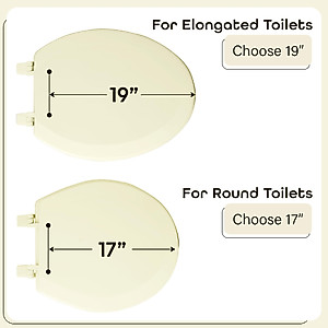 Elongated Wood Toilet Seat, Bone - 19 Inch - Fits All Elongated Size Fixtures - Easy to Install Fantasia by Achim Home Decor