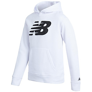 New Balance Boys' Sweatsuit Set - 3 Piece Short Sleeve T-Shirt, Fleece Hoodie Sweatshirt, and Sweatpants (8-12), Size 8, White Black