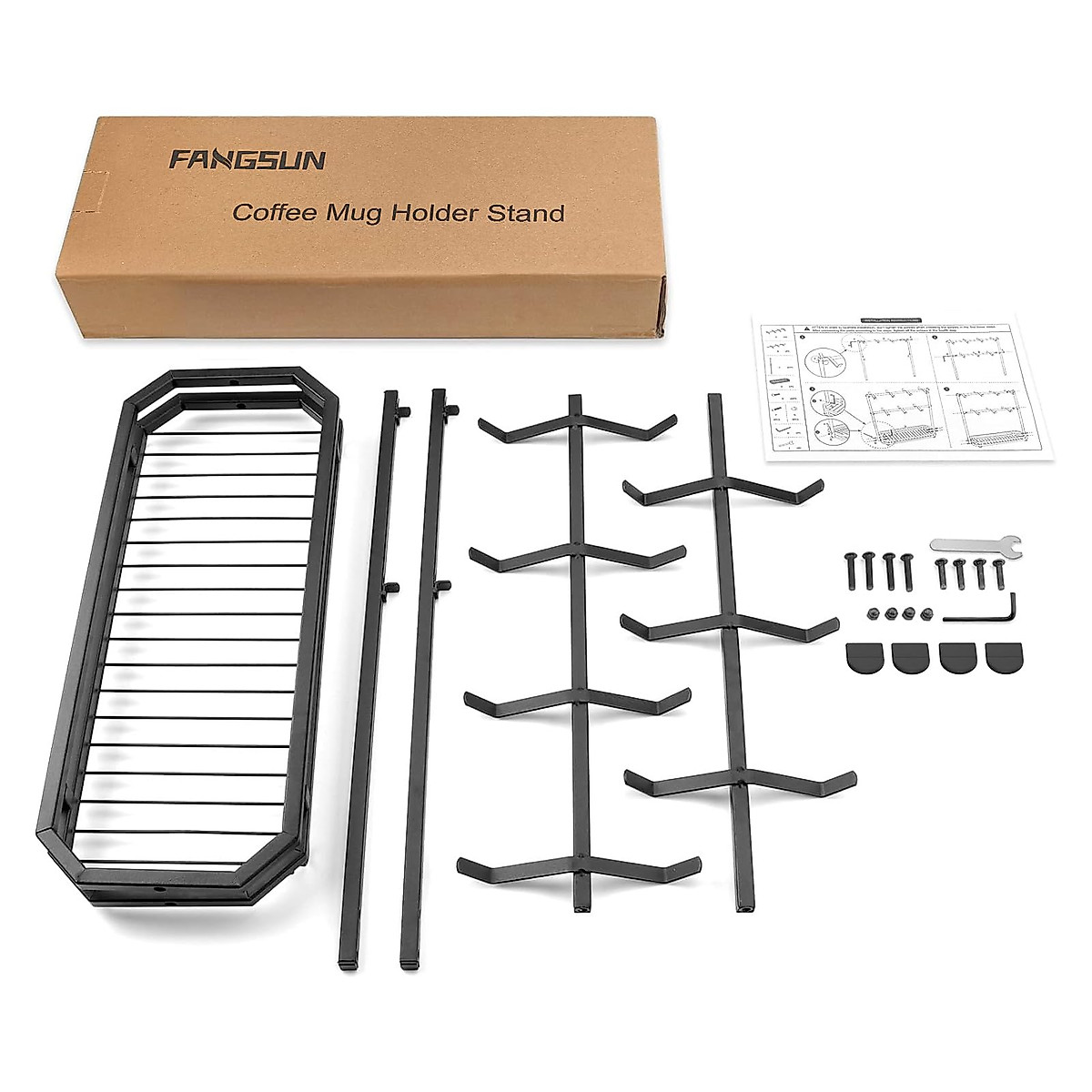 FANGSUN Large Coffee Mug Holder Stand Countertop, Mug Tree Rack for 14 Mugs, 2 Tier Counter Mug Display Storage, Metal Wire Tea Cup Holder for Coffee Station Kitchen Organizer, Not Included Mugs