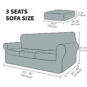 YEMYHOM Latest Checkered 4 Pieces Couch Covers for 3 Cushion Couch High Stretch Thickened Sofa Cover for Dogs Pets Elastic Slipcovers Living Room Furniture Protector (Light Gray), 71"-91"(3 Cushions)