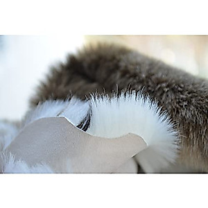 rugoo Reindeer Hide Rug 3.6 ft x 2.9 ft Faux Fur Rug Deer Rug Animal Skin Rugs Fluffy Pet Pad for Bedroom Living Room Nursery, White and Grey