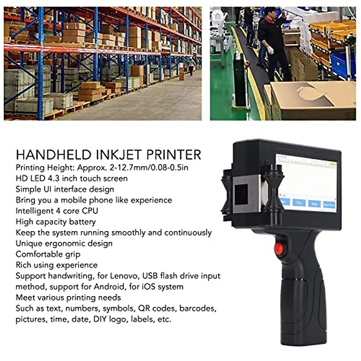 Handheld Inkjet Printer Label Printer for Printing Production Date Batch Number QR Code Logo