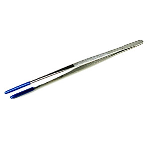 12 Inch Tweezer with PVC Rubber Tips Coated Straight Flat Tip Stainless Steel Forceps Steam Ultrasonic Cleaning Tweezer | Non-Marring | Good Grip | Jewelry | Hobby Crafts Industrial Electronic By JTS