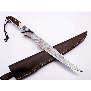 Custom Damascus Knife Hunting Knife Outdoor Knife With Stag Antler Handle
