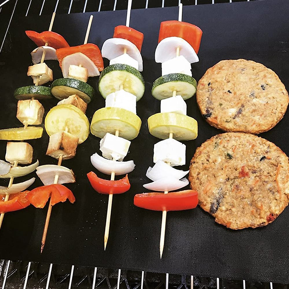 Oven Liner BBQ Grill Mat 40x33cm Non Stick Barbecue Baking Mats Reusable Teflon Oven Liner Sheets Baking on Gas Charcoal Electric Oven Black (2)