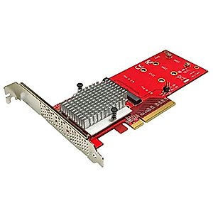 Ableconn PEXM2-130 Dual M.2 PCIe NVMe SSD Adapter Card - PCI Express 3.0 x8 / x16 Support 2X M.2 NGFF (M-Key) PCIe NVMe SSD for Mac & PC (ASMedia ASM2824 Switch) - PCIe NVMe Adapter Dual
