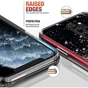 Compatible with Redmi Note 8 Pro Case Glitter Clear Green,for Xiaomi Redmi Note 8 Pro Phone Case Silicone Transparent Soft TPU Women Girls Shockproof Protective Slim Cover (Black)