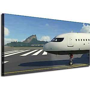 GDYAONCA Modern Canvas Painting Artwork Comercial plane prepare to off de Janeiro Wall Art Poster for Living Room Bedroom Home Office Wall Decor Extra Large Size 60"x 30"